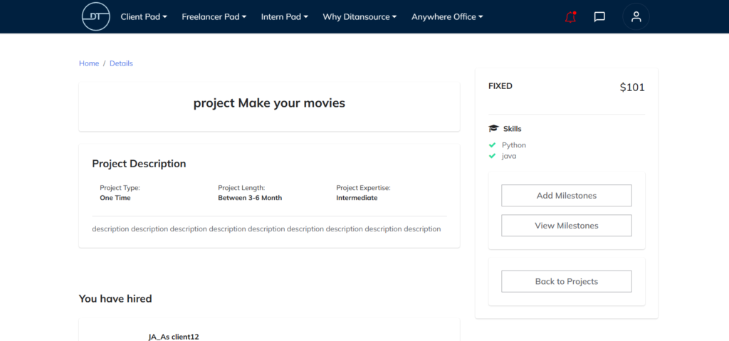 Make Payment for the Milestones - Ditansource
